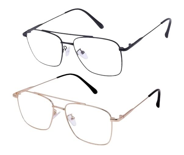 Buy Metal Square Frame for Men & Women ( - Pack of 2 ) Black Sunglasses ...