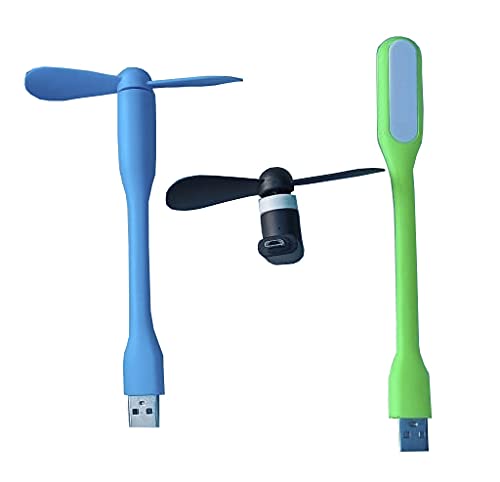 Mini Portable & Flexible USB Fan + LED Light Lamp for Laptop/Desktop ...