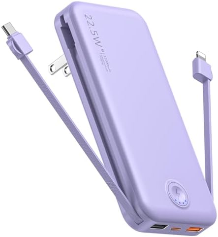 Amazon.com: Nusyddy Portable Charger with Built in Cable and AC Wall ...