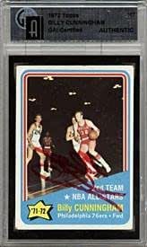 Autographed Billy Cunningham Photo - 1972 Topps Card #167 Global ...