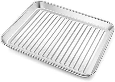 Mini Oven Tray, Stainless Steel Small Baking Tray, 26.4x20.4x2.5cm, Non ...