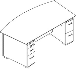 Amazon.com : HON-Announce Double Pedestal Desk, Glass Modesty Panel ...