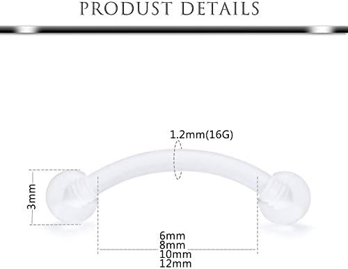 Amazon.com: Hoeudjo Clear Flexible Curved Eyebrow Ring Piercing ...
