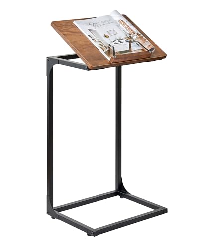 KJGKK Tilting Top Side Table, Laptop Table with Book Holder for Reading ...