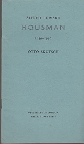 Alfred Edward Housman, 1859-1936 : Skutsch, Otto: Amazon.in: Books