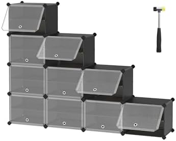 SONGMICS Interlocking Shoe Rack, Plastic Shoe Storage Cabinet, 8-Slot ...
