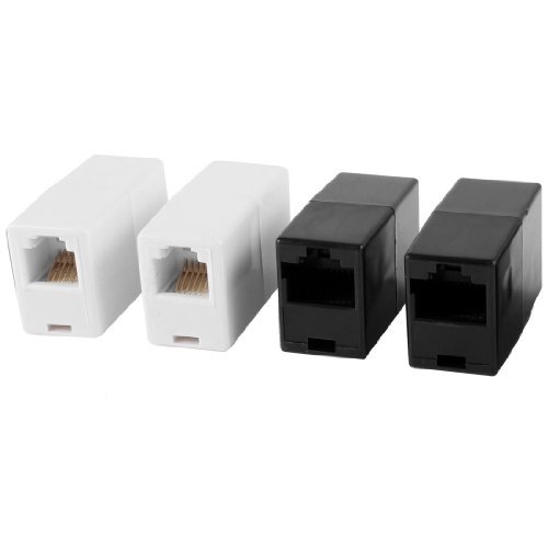 3NH® 2 Pcs White RJ11 6P6C Telephone Cable Coupler + 2 Pcs Black RJ45 ...