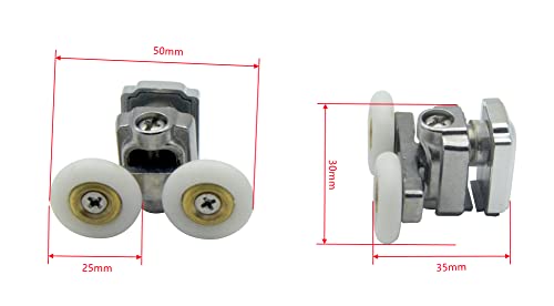 KEABATH 4pcs Solid zinc alloy Shower door rollers, shower glass door roller, shower twin wheels ...