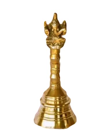Antique Pooja Bells Brass Gold Lord Ganesha Ghanti, Hand Bell Garun for ...