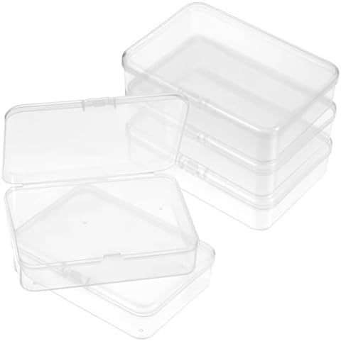 Jeffdad 5 Pcs Mini Plastic Storage Containers Box with Lid, 4x3x1 ...