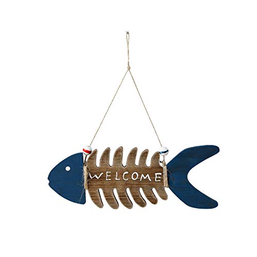 YUMBOR Wooden Fish Welcome Sign Nautical Wall Art Decor,Hanging Vintage ...