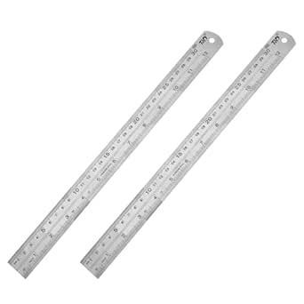 2 Pieces 12 Inch Stainless Steel Ruler Non-Slip Rulers with Inch and ...