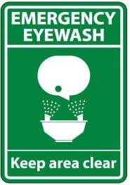 Safety Sign Sticker | Emergency Eye wash - Keep Area Clear Sign, PVC ...