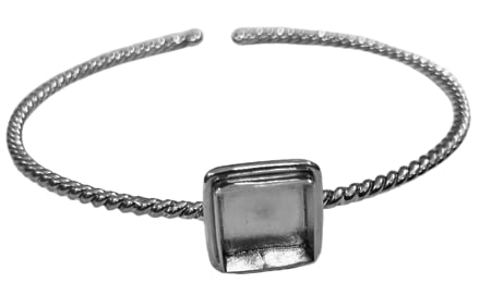 Amazon.com: Sterling Silver 925 Stamped Square Shape Bangle Bezel Cuff ...