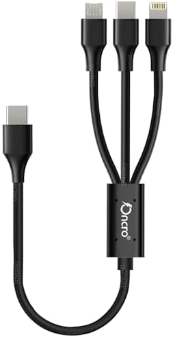 ONCRO® Type-C 50cm Oneplus Short 3 in 1 Charging Cable Dash Warp 65w ...