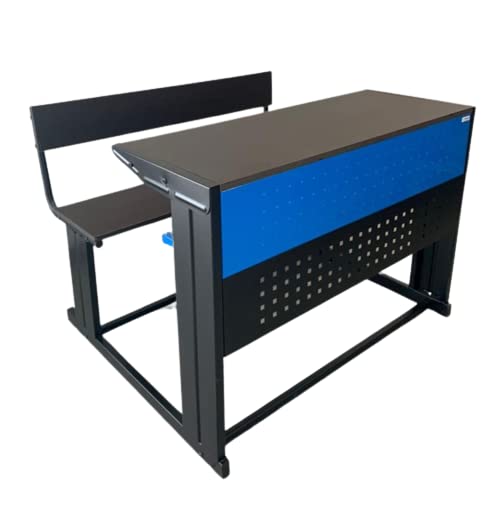 Stainless Steel School and College Bench Desk, 2 Seater (Blue & Black ...