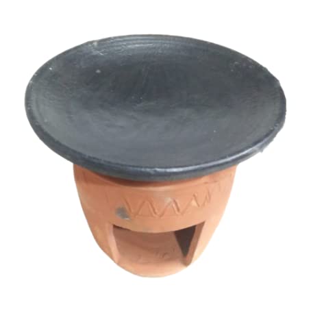 Buy Ak Creations Clay Brown Sigadi with Black Tawa for Cooking Roti ...