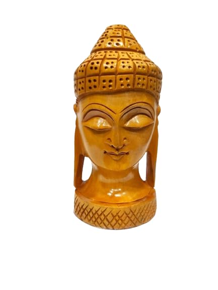 Buy Small Handcrafted Wooden Buddha Head Figurine for Home Decor - 5 ...
