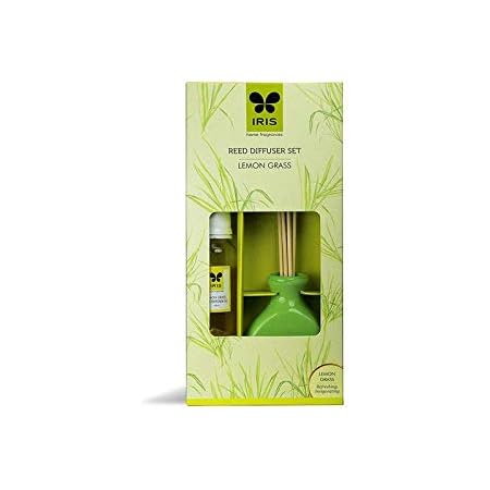 Iris New Lemon Grass Fragances Reed Diffuser Set with Oil 60ml With Ceramic Pot & Diffuser Stick ...