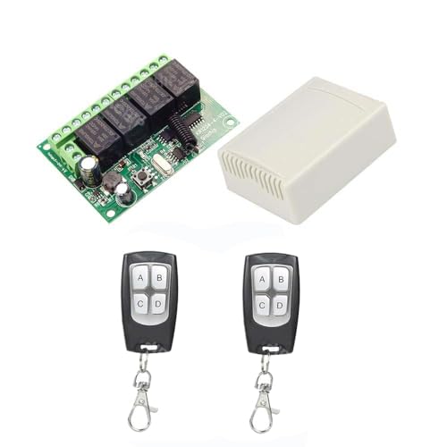 QIACHIP Wireless Relay 12V 433mhz RF DC 6V 12V 24V 4CH Channel Remote ...