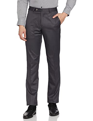 Park Avenue Men Men's PLEATLESS Smart FIT Medium Grey Formal Trouser ...