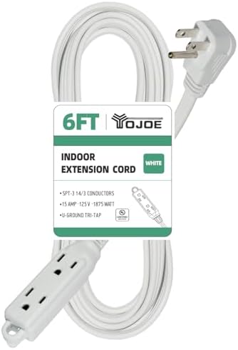 Amazon.com: YOJOE 6 ft White Flat Plug Extension Cord Multiple Outlets ...
