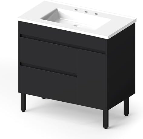 Amazon.com: Harper & Bright Designs 36" Bathroom Vanity with Sink, Free ...
