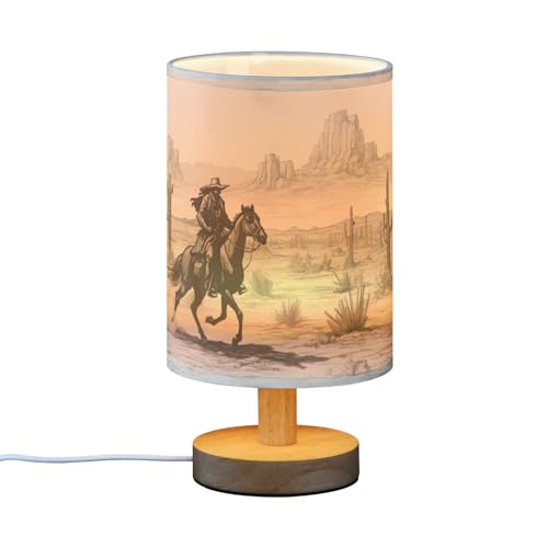Western Cowboy Bedside Table Lamp for Bedroom Nightstand