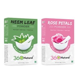 360 Natural Neem, Rose Petals Powder for Face Care (200 g) : Amazon.in ...