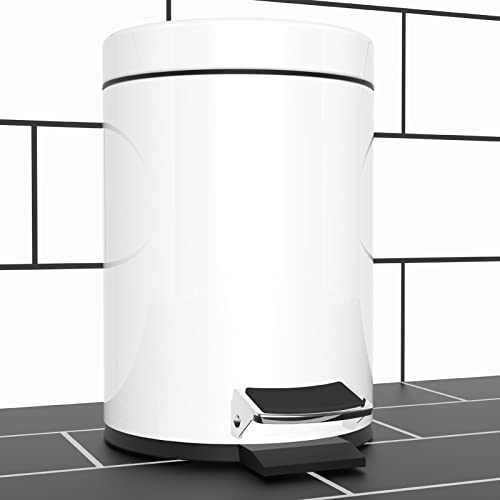 Agua Accessories 3L Pedal Bin, Metal Small Bin with Lid Round Stainless ...