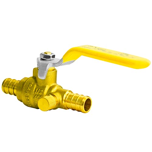 WiseWater 1/2 Inch X 1/2 Inch PEX Ball Valve with Drain, Brass Plumbing ...