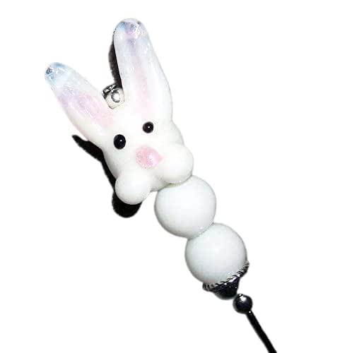 Amazon.com: WHITE GLASS BUNNY RABBIT Stick Hat Pin Long Hatpin SILVER ...