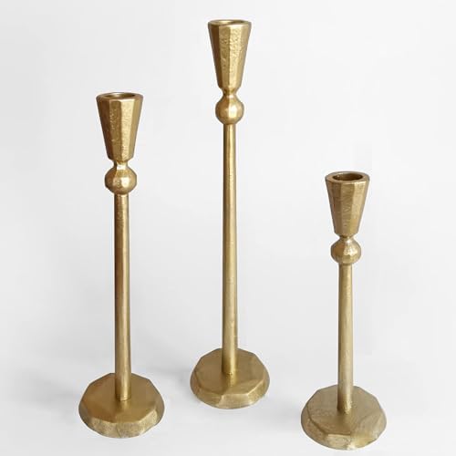 Amazon.com: Handcrafted Antique Brass Iron Taper Candle Holders - Set ...