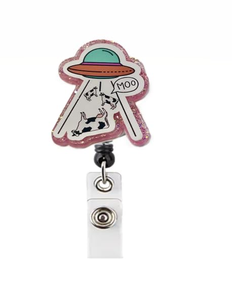Amazon.com: Alien Abduction Cow, Badge Reel Holder Retractable with ID ...