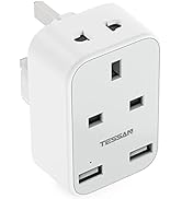 Shaver Adapter Plug UK with Double USB, TESSAN Multi USB Plug Extension ...
