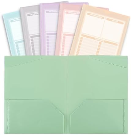 Amazon.com : SKYDUE Plastic Folders with Clear Front Pocket, 2 Pocket ...