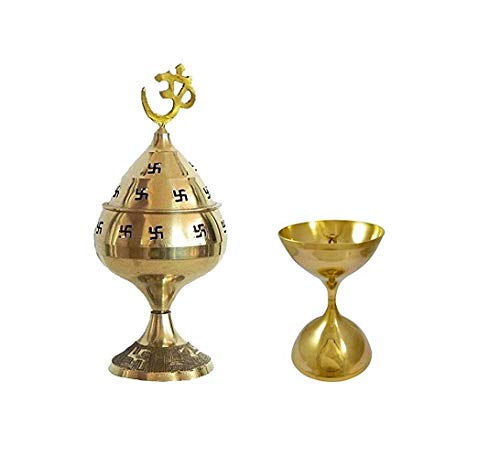 Buy Uniqon Combo of Brass (No.2) Jali Jyoti Deep with Stand with ...
