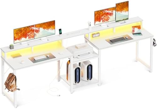 Amazon.com: AIEGLE Double Office Desk with Drawers and Doors, 2-Person ...