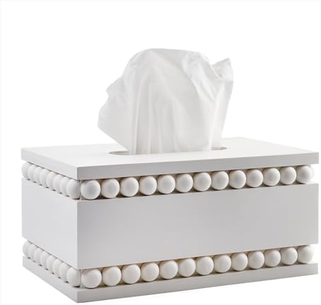 Amazon.com: Crutello Rustic Farmhouse Tissue Box Cover - Wooden White ...