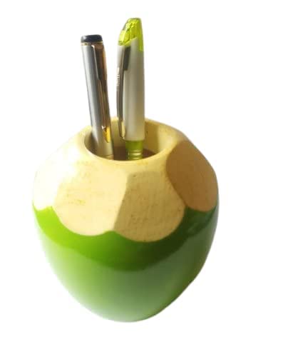 neotea Handcrafted Wood Coconut Pen Stand | Handpainted Coconut Shell ...