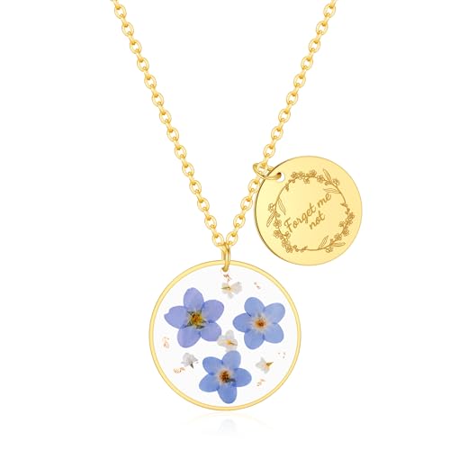 Forget-me-not necklace with Gold Plated Disc Pendant | Alaska Souvenirs ...