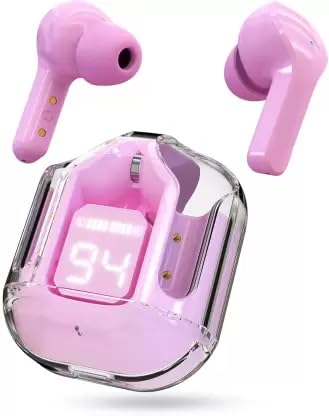 Ultrapods Bluetooth Earbuds with transperent case LCD Display (Pink ...