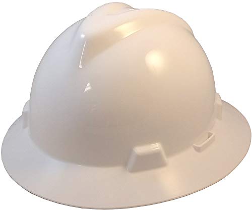 MSA 475369 V-Gard Full-Brim Hard Hat With Fas-Trac III Ratchet ...