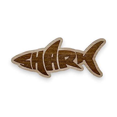 Amazon.com: Genuine Wood Laser Engraved Sticker, Shark, Wooden Craft ...