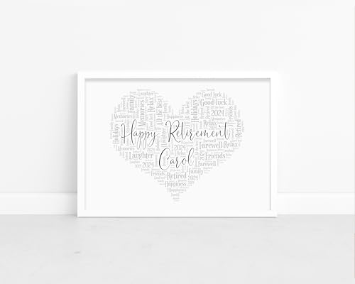 Personalised Happy Retirement Heart Print - Retirement Gift - A5, A4 ...