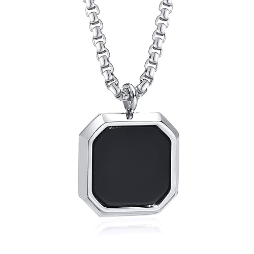 HASRAT Stylish Square Geometric Aesthetic Pendant for Men with Chain ...