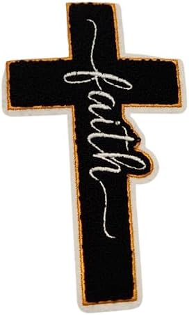 Amazon.com: Patch Party Club, Faith Black Chenille with White Felt and ...