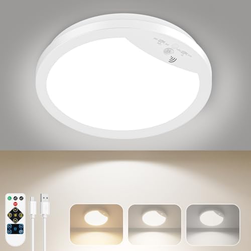 LINEWAY Rechargeable Motion Sensor Ceiling Light with Remote,Battery ...