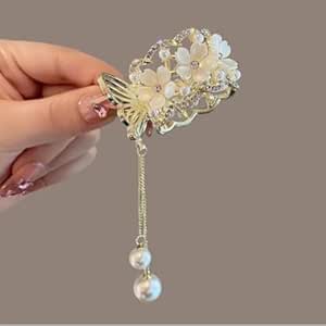 RSJ TRADERS - 1 PcFashion Elegant Pearl Rhinestone Hair Clip Ponytail ...