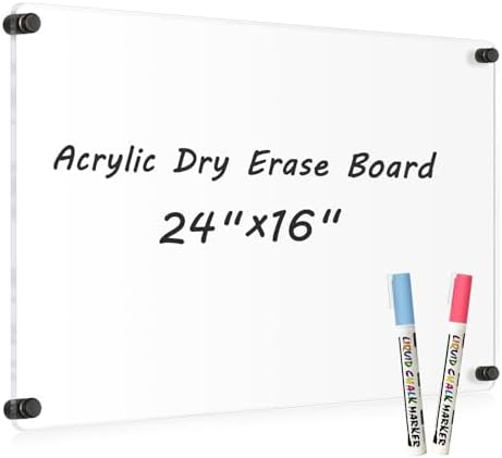 Amazon.com: QUEENLINK Acrylic Dry Erase Board for Wall, 24 "x 16" Black ...